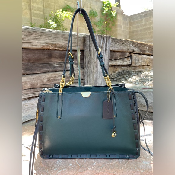 Coach | Bags | Coach Dreamer Tote 34 In Colorblock Evergreen Whipstitch ...